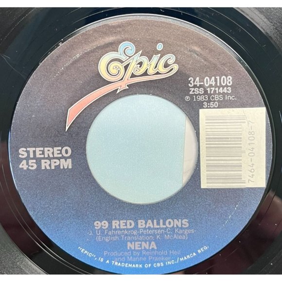 Media | Nena 99 Red Balloons 99 Luftballons 45 Pop 1983 Epic 344108 ...